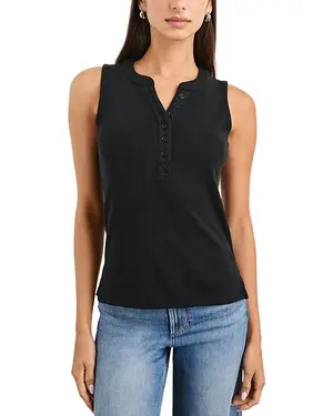 Rails Mayla Sleeveless Henley Top - Black