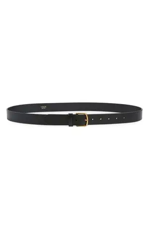 Vince Flat Leather Belt - Black