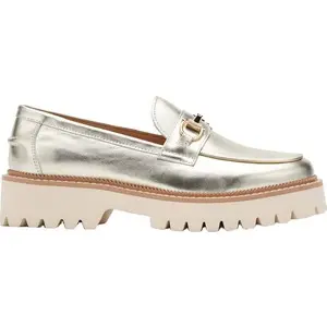 MARC NOLAN Leather Bit Loafers - Champagne Silver
