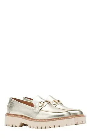 MARC NOLAN Leather Bit Loafers - Champagne Silver