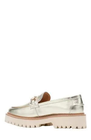 MARC NOLAN Leather Bit Loafers - Champagne Silver
