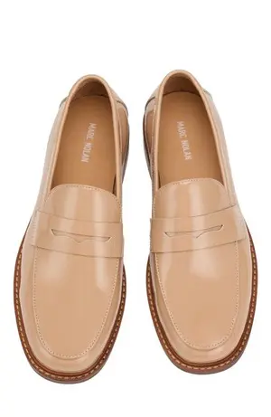 MARC NOLAN Calum Leather Penny Loafers - Cream
