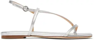 AeydĒ Ella Leather Toe-Post Sandals - Laminated Silver