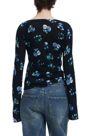 Desigual Printed Ribbed Top