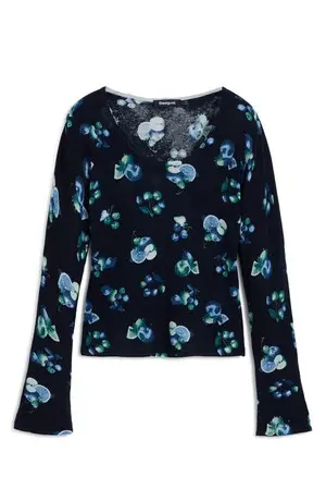 Desigual Printed Ribbed Top
