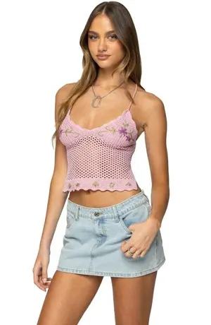 EDIKTED Open Stitch Crop Top