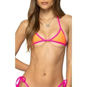 EDIKTED Contrast Micro Triangle Bikini Top - Orange