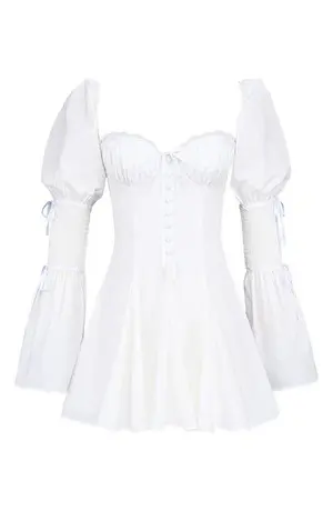 House Of Cb Ellerie Long Sleeve Minidress - White