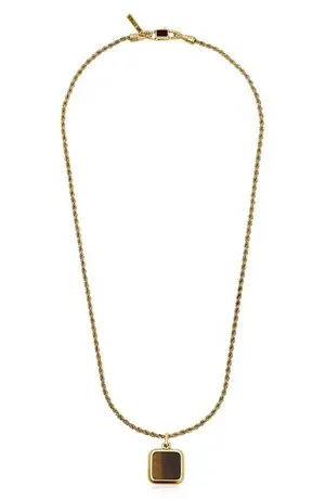 MR. ETTIKA Tiger's Eye Pendant Rope Chain Necklace - Brown