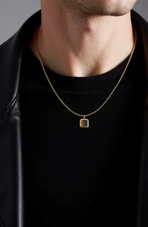 MR. ETTIKA Tiger's Eye Pendant Rope Chain Necklace