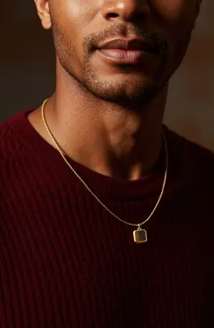 MR. ETTIKA Tiger's Eye Pendant Rope Chain Necklace