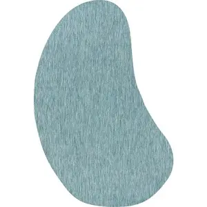 JONATHAN Y Evan Modern Rustic Organic Curve Indoor/outdoor Shaped Area Rug Turquoise