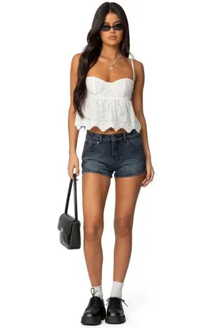 EDIKTED Mid-rise Denim Shorts