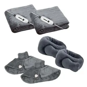 PURSONIC Father's And Mother's Day Ultimate Comfort Bundle Heated Blankets & Relaxing Massagers - Grey