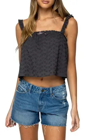 EDIKTED Embroidered Eyelet Cotton Camisole