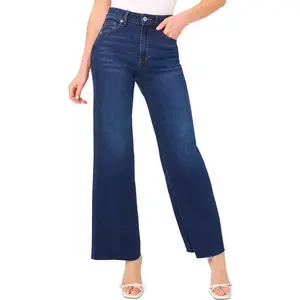 CECE DUPRAZ High-rise Wide Leg Jeans With Raw Hem