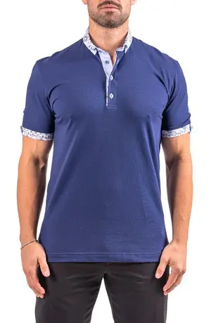 MACEOO Collarsolidcobalt Button-down Polo - Blue