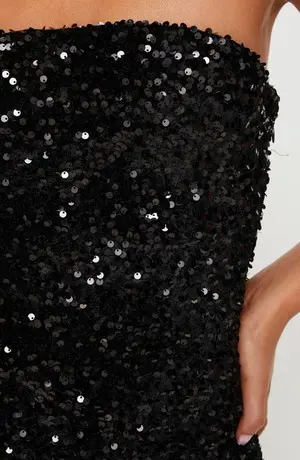 open lace back dress Cinematic Sequin Mini Dress Black main image 0