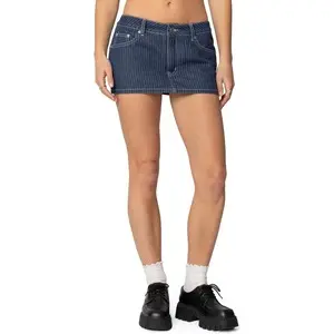 EDIKTED Neria Pinstripe Denim Miniskirt