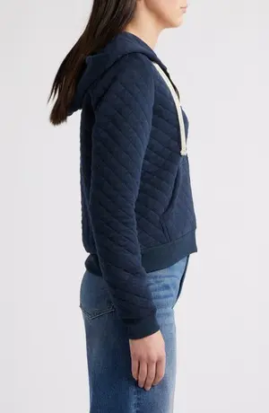 Marine Layer Corbet Quilted Zip-up Hoodie - Navy