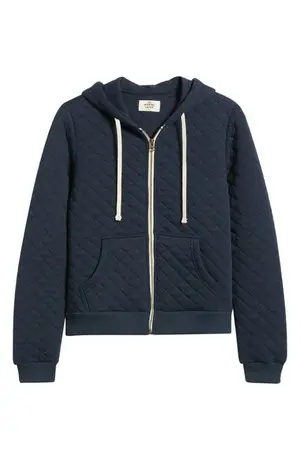 Marine Layer Corbet Quilted Zip-up Hoodie - Navy