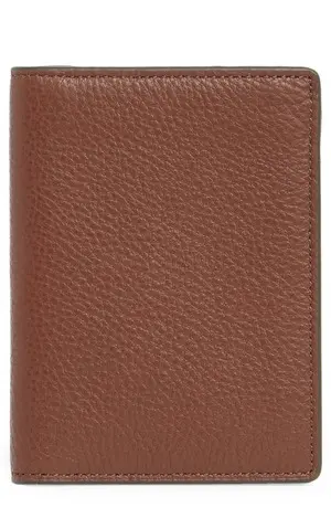 Nordstrom Pebble Leather Bifold Card Case - Chestnut