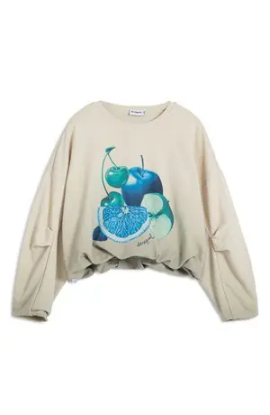 Desigual Bubble Hem Cropped Graphic Sweatshirt