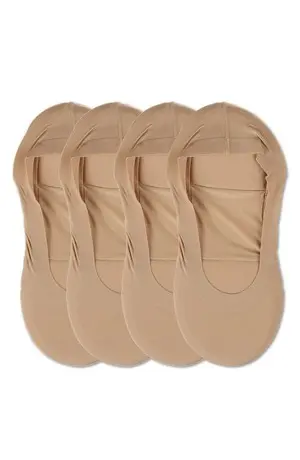 MEMOI Assorted 4-Pack Cushioned Liner Socks Beige