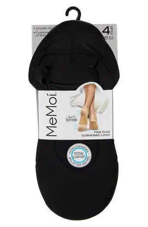 MEMOI Assorted 4-pack Cushioned Liner Socks - Black