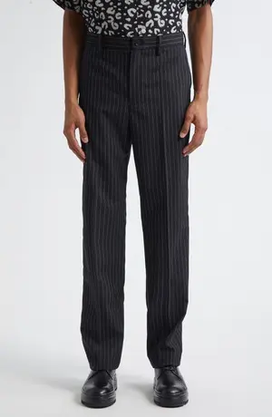 TAKAHIROMIYASHITA THESOLOIST. Type 04 Plain Front Pants - Black X White Chalk Stripe