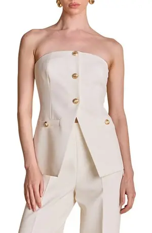 Endless Rose Strapless Top With Button Detail - Ivory