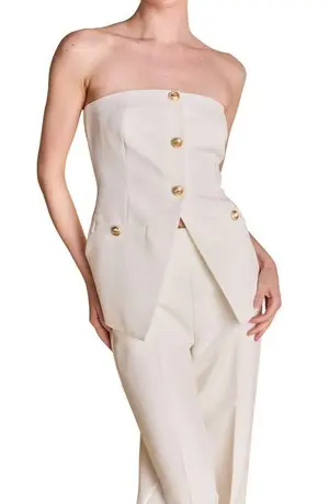 Endless Rose Strapless Top With Button Detail - Ivory
