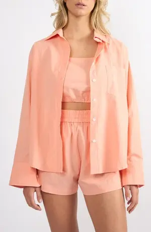 VIENS AVEC MOI The Everyday Boyfriend Shirt - Peach