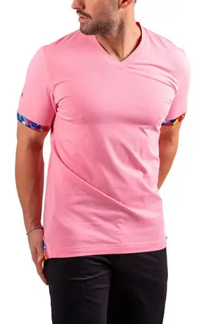 MACEOO Vivaldi Light V-neck Cotton T-shirt - Pink