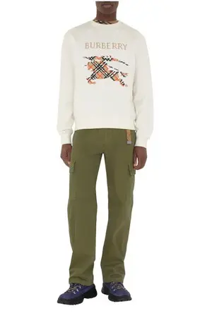Burberry Cross-stitch Ekd Cotton Sweatshirt - Chalk