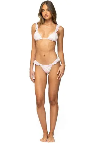 EDIKTED Floral Ruffle Bikini Bottoms