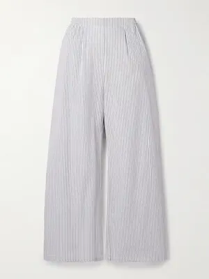 LESET Yoshi Pinstriped Wide-leg Pants