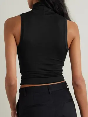 Eterne Harlow Stretch-modal Jersey Turtleneck Tank - Black