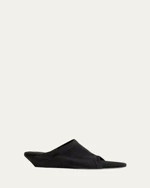 CHRISTEN Stretch Cotton Wedge Slide Sandals - Black