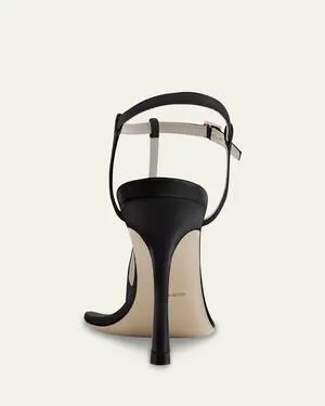 CHRISTEN Mono Leather T-strap Stiletto Sandals