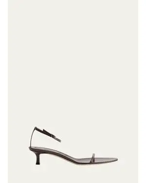 CHRISTEN Leather Ankle-strap Sandals - Brown