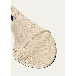 CHRISTEN Python Ankle-strap Kitten Heel Sandals - Beige