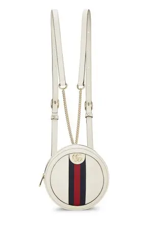 Gucci Leather Ophidia Round Backpack - White