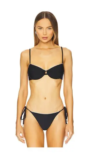 LA PORTE Fonda Underwire Bikini Top - Jet Black & Cloud Tipping