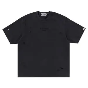 A BATHING APE Damaged Garment Dyed Relaxed Fit Tee - Black