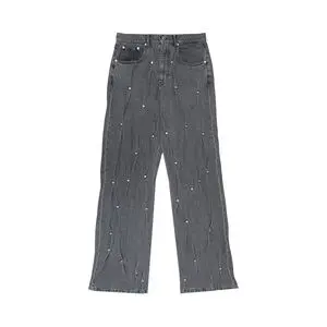 KUSIKOHC Multi Rivet Denim Pants - Grey
