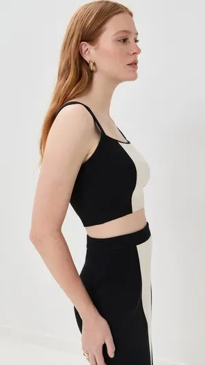 LE BOP Colorblocked Knit Tank - Black & White