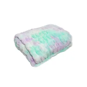 CRICKLE DAISY Ultra Plush Throw Snuggle Blanket - Blue/ Pastel Purple/ White