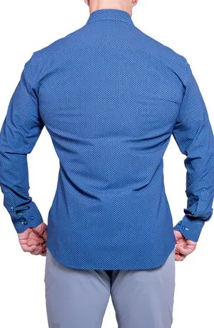 MACEOO Fibonacci Resistance Contemporary Fit Button-up Shirt - Blue
