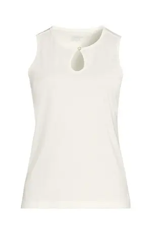 LANDS' END Keyhole Supima Tank - Ivory